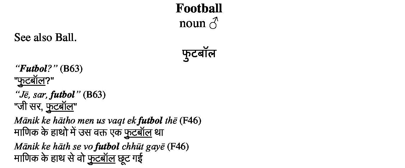 Football – Hinglish Dictionary
